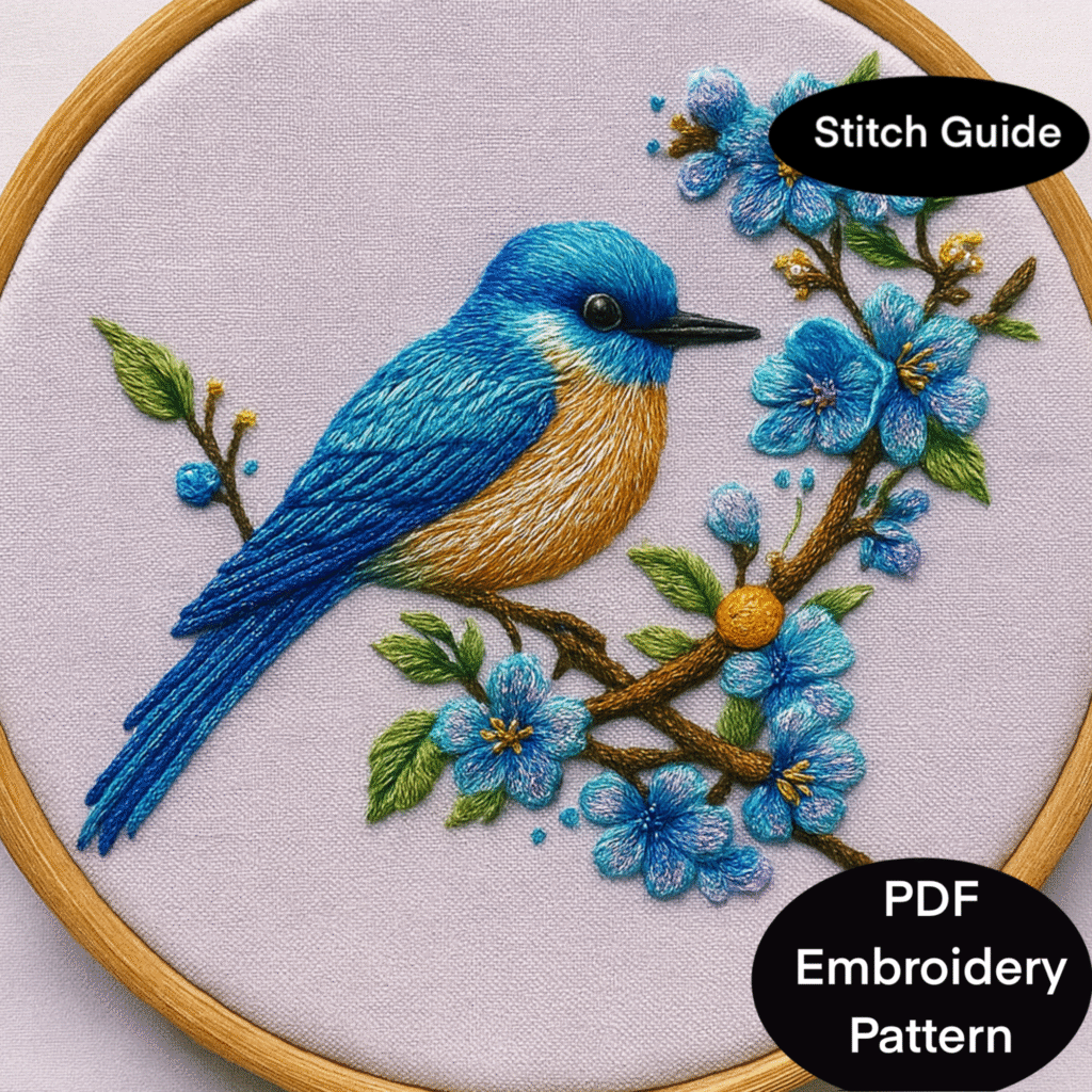 Bluebird Free Hand Embroidery Pattern - Itsostylish